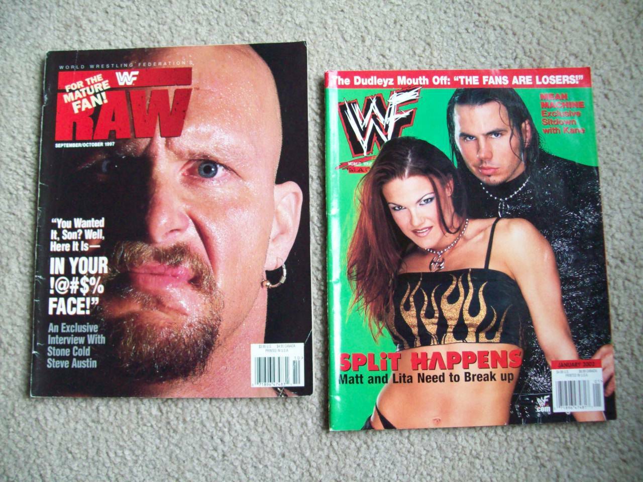 2 vtg WWF/WWE Mags 97/02 SABLE Stone Cold CHYNA UNDERTAKER The Rock WcW ...