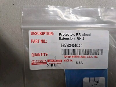 TOYOTA TACOMA 2016-2021 PROTECTOR REAR WHEEL EXTENSION RH, OEM, 58743 ...