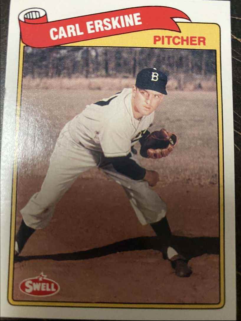 1989 SWELL BASEBALL GREATS 150 CARDS CARL ERSKINE LOS ANGELES DODGERS ...