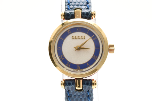 Vintage 1990s [N MINT] GUCCI 2000M 29mm White Blue Dial Qz Men's Watch ...