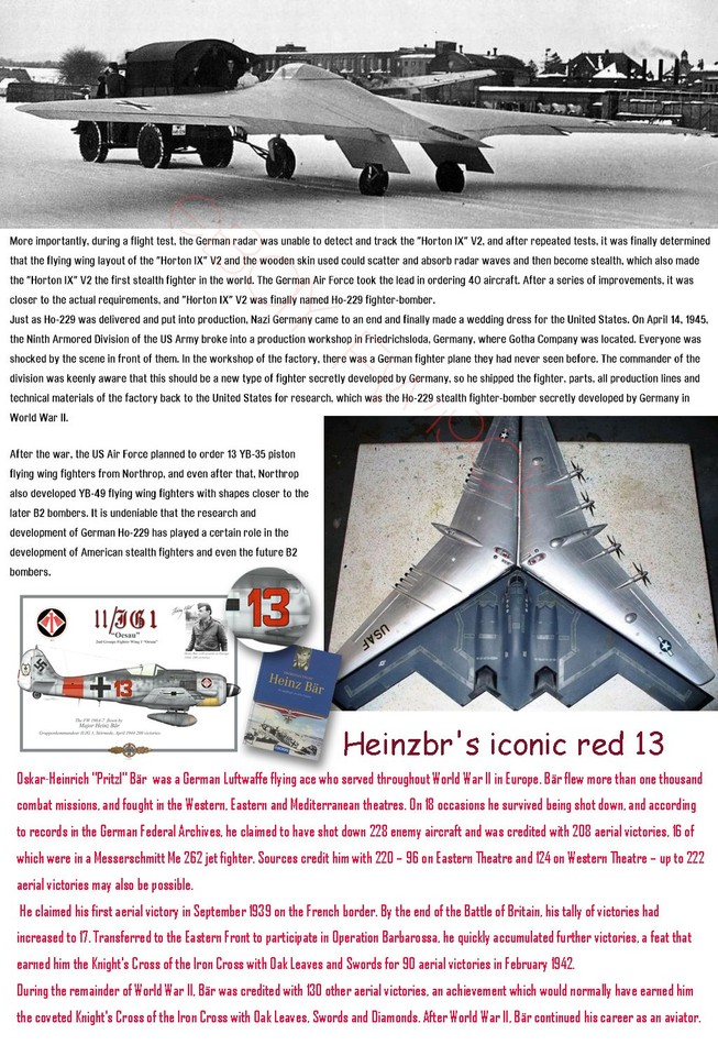 1/144 luftwaffe Jet fighter-bomber Ho 229 ACE: Heinz Bär - Red 13 | eBay