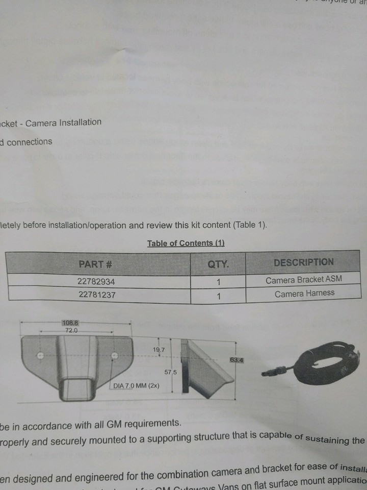 GM BACK UP CAMERA AND HARNESS - OEM - 22782934 , 22781237 | eBay