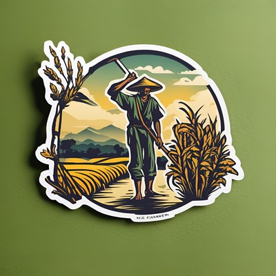 Rice Farmer Person Sticker 3x3” Card making Scrapbooking Journal Gift ...