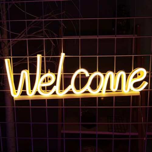 13.9×5 inch LED Welcome Sign for Business, Commercial Welcome Neon Sign ...