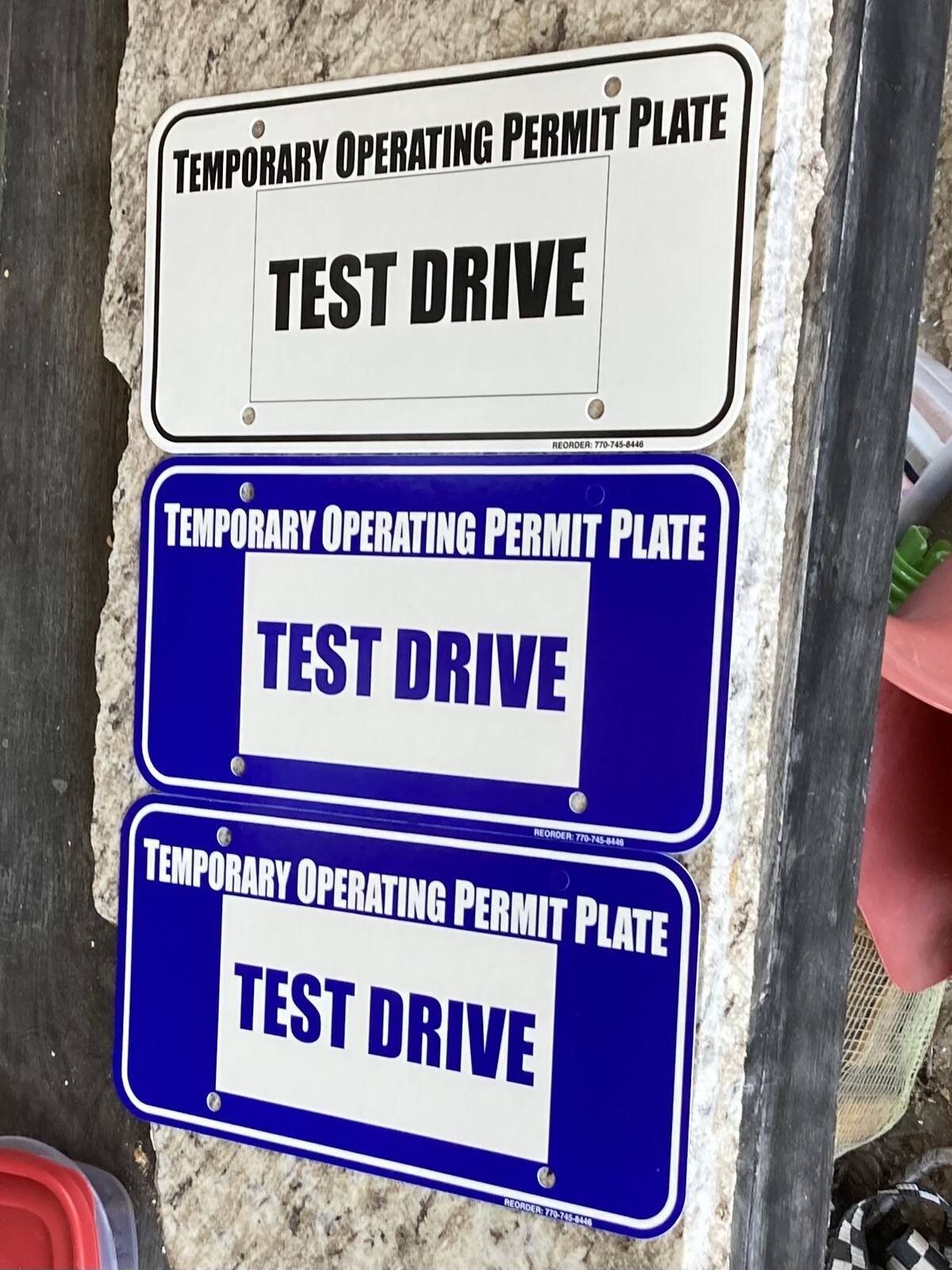 Lot of 3 Temporary Operating Permits Test Drive Tag Dealer Plate Blue ...