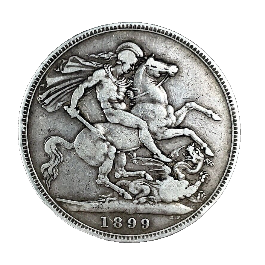 Great Britain 1899 LXII .925 Silver Crown Queen VICTORIA XF Coin KM#783 ...