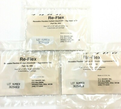 Re-Flex Electrodes ReUsable Self-Adhesive 3 Pack Lot 12 Pad Total 1.5 ...