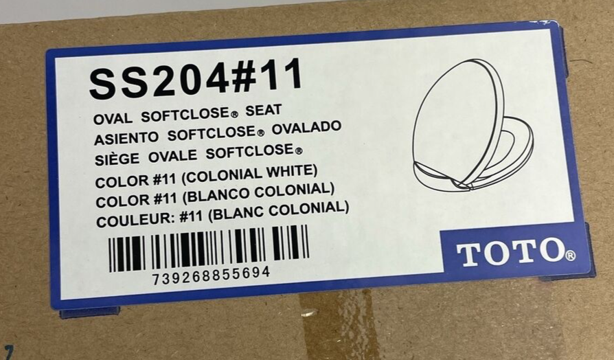 Toto SS204#11 Colonial White High Gloss Polypropylene Oval Soft Close ...