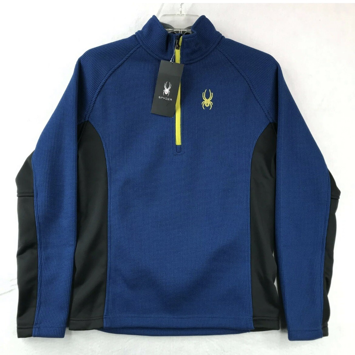 Spyder Core Sweater Men's M MEDIUM Blue 1/4 Zip Thermal Waffle Knit ...