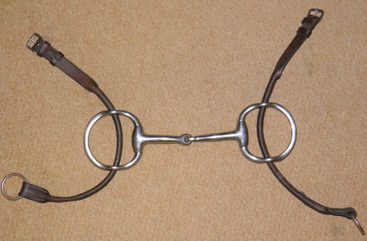 Stainless Steel Jointed Cheltenham Gag Bit W/ Brown Leather Cheeks 5 1/ ...