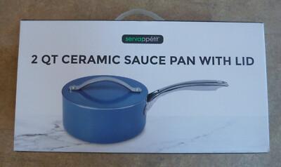 Servappetit 2-qt Ceramic Sauce Pan Blue with Lid NIB | eBay