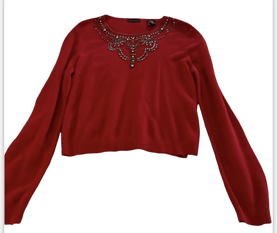 Moda International Red Sweater with Rhinestones Size L Brand new | eBay