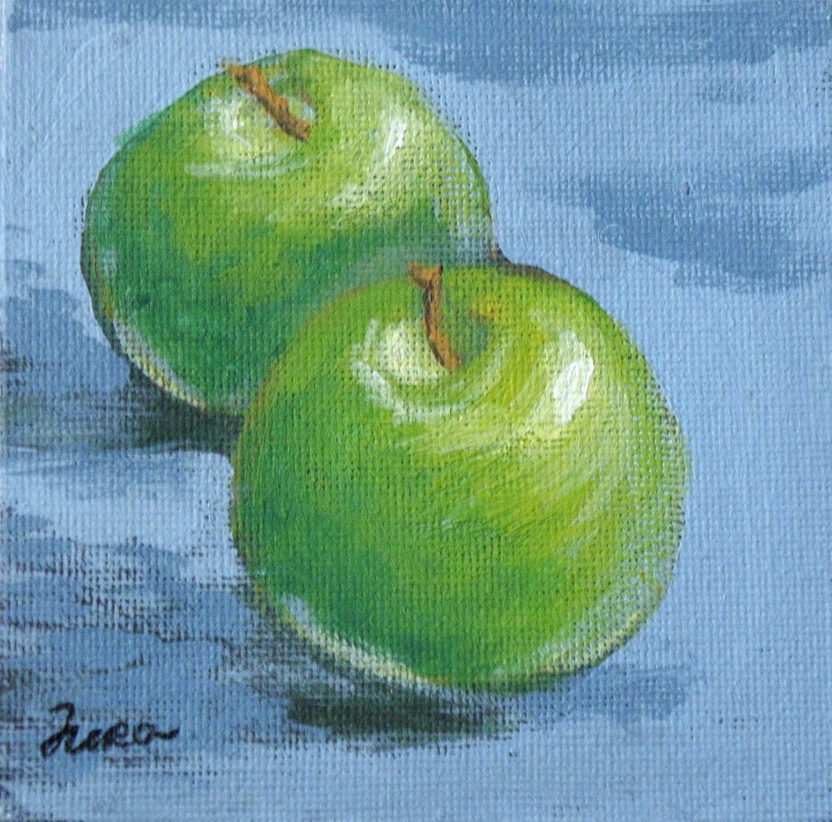 Green Apple Painting Still Life With Two Green Apples — Elizabeth