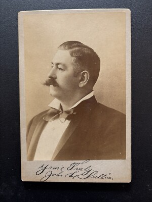 John L. Sullivan Cabinet Card Record Back Through 1889 Perfect Clarity ...