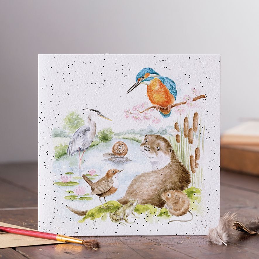Wrendale Riverbank Birthday Card – Otter Beaver and Birds Blank ...
