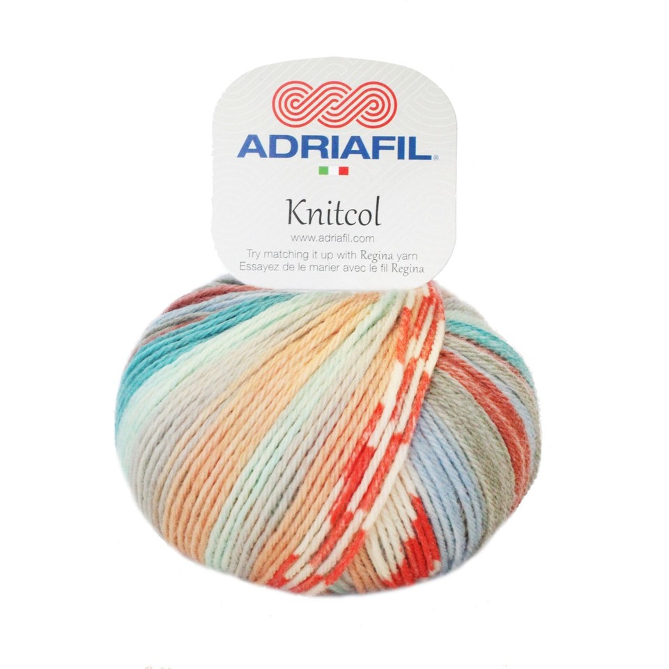 100% Italian Merino Wool Yarn - 50g Adriafil Knitcol DK Self-Striping ...