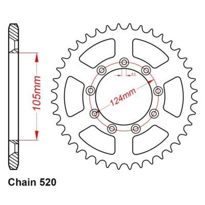 50t Steel Rear Sprocket for 2005-2018 TM EN 250F - Standard Gearing 520 ...