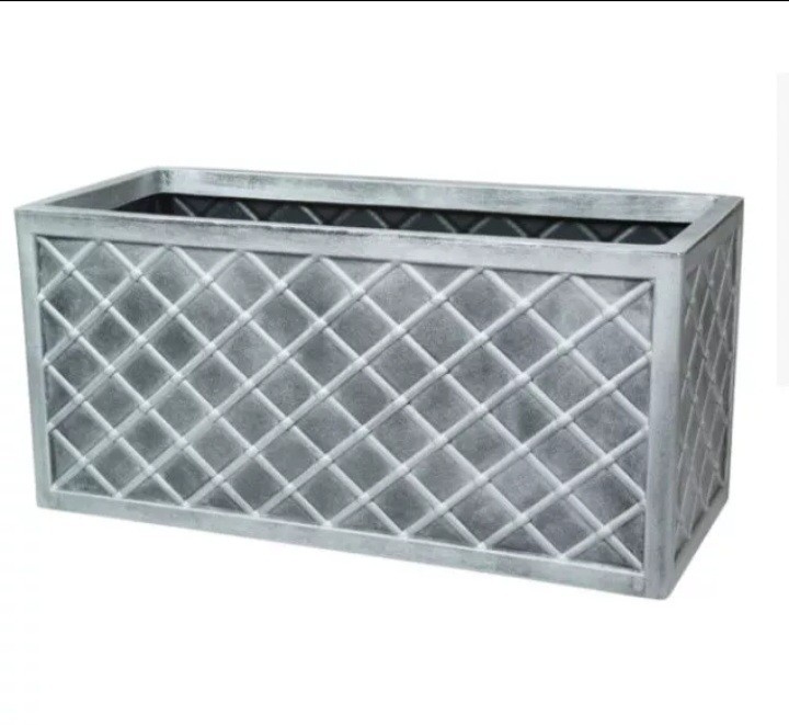 Strata Lazio Trough Patio Planter Garden Plastic Flower Pot Pewter Grey ...
