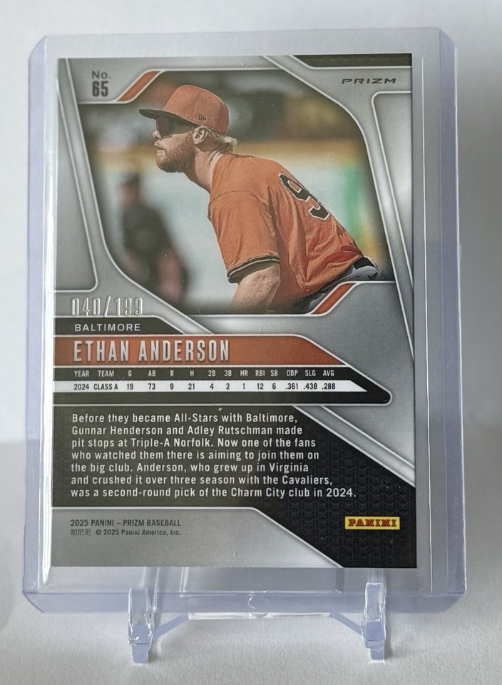 2025 Panini Prizm #65 Ethan Anderson Blue Prizm /199 Baltimore Orioles ...