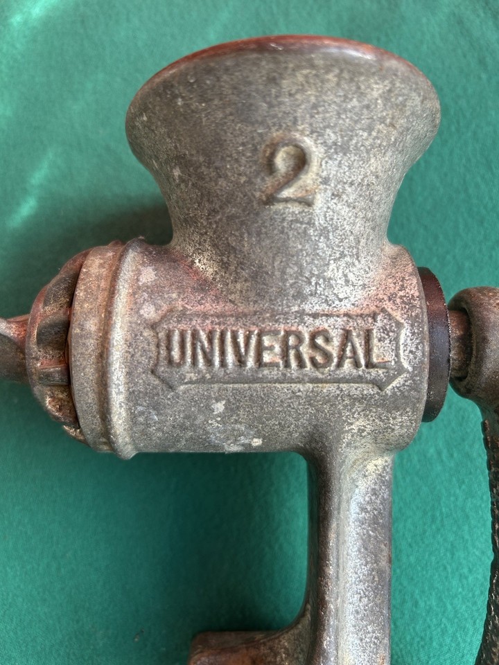 Antique Cast Iron Meat Pork Hand Sausage Grinder Wood Handle Universal ...