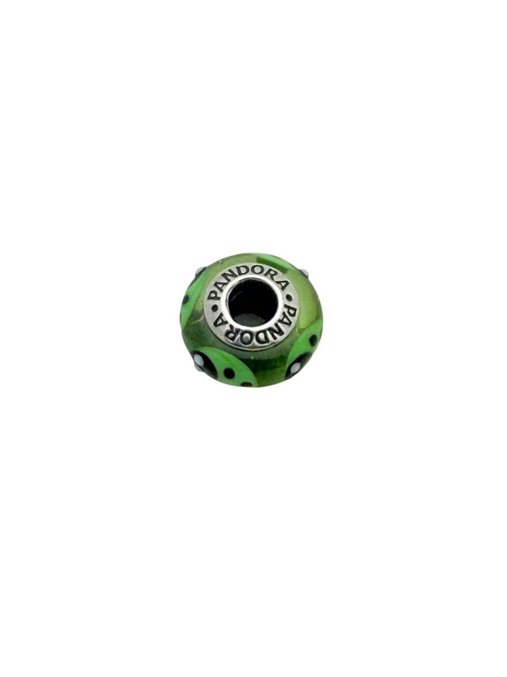 Pandora Sterling Silver Green Black Ladybug Murano Glass Charm | eBay