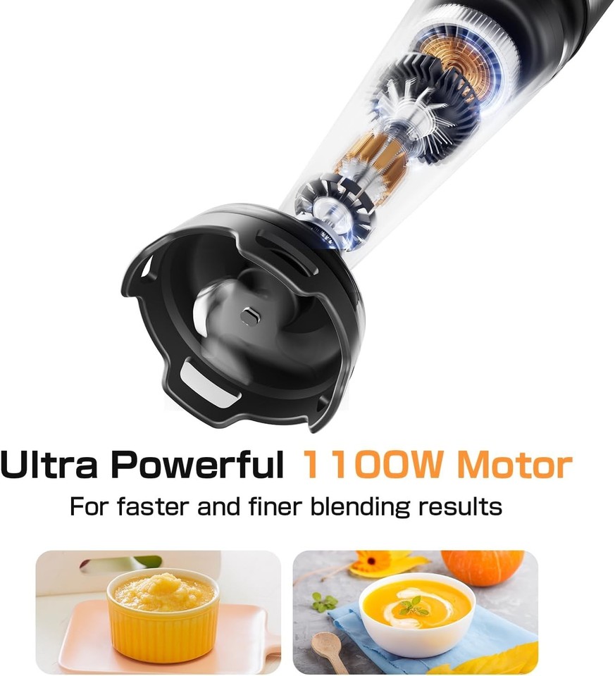 Immersion Blender Handheld 1100W 3 in 1 Corded Stick Hand Blenders for ...