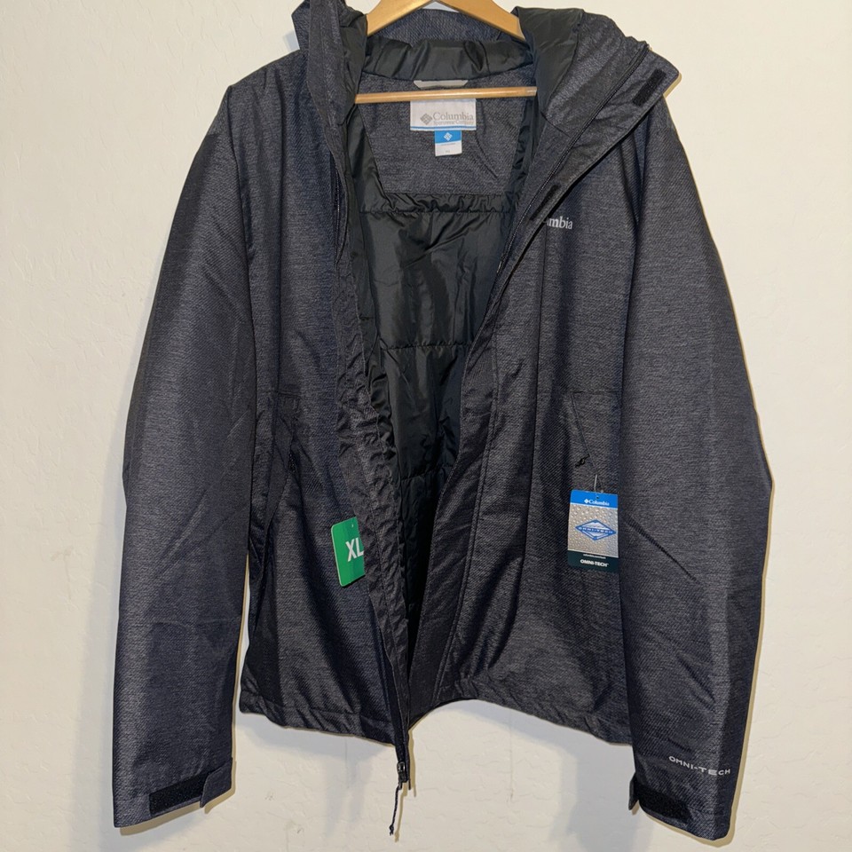 COLUMBIA Black Waterproof & Breathable Hooded Full Zip Jacket Coat Size ...