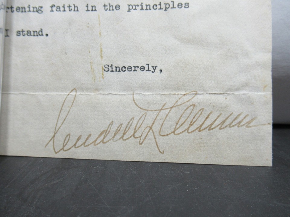 1940 Historic Signed Letter Autograph Wendell Willkie about 1940 US ...