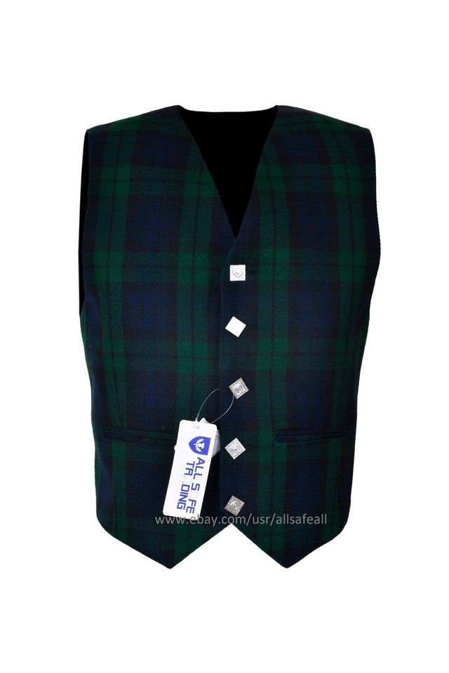 Scottish/Irish Formal Tartan Waistcoats/Vests - 5 Plaids - Sizes 36 ...