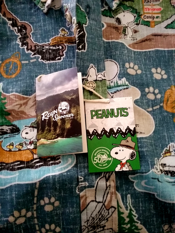 Reyn Spooner Boy's PEANUTS BEAGLE SCOUTS 50TH BLUE Full Button Full ...