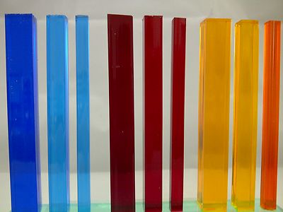 Square Tinted Colour Acrylic Rod Extruded Perspex Bar Blue Red & Orange ...