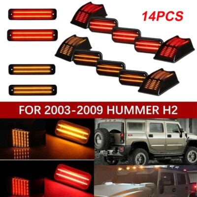 14pcs For 2003-2009 HUMMER H2 LED Side Marker Light Cab Roof Running ...