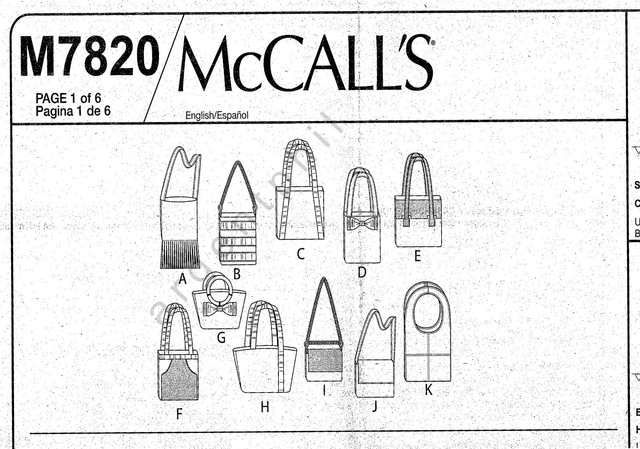 M7820 Purses and Bags for 18" Dolls Uncut McCalls Pattern 7820 for sale ...