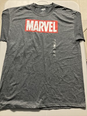 Marvel Logo Spell Out Shirt Size Large Gray NWOT | eBay