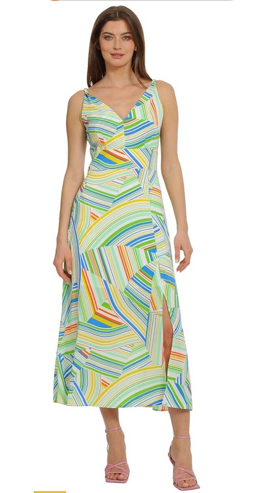 Maggy London Women's Bold Colorful Fun Printed Peached CDC Slip Dresssz ...