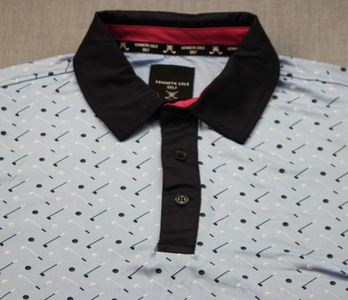 Kenneth Cole Golf Mens Blue Golf Ball & Club Print All Over SS Polo ...