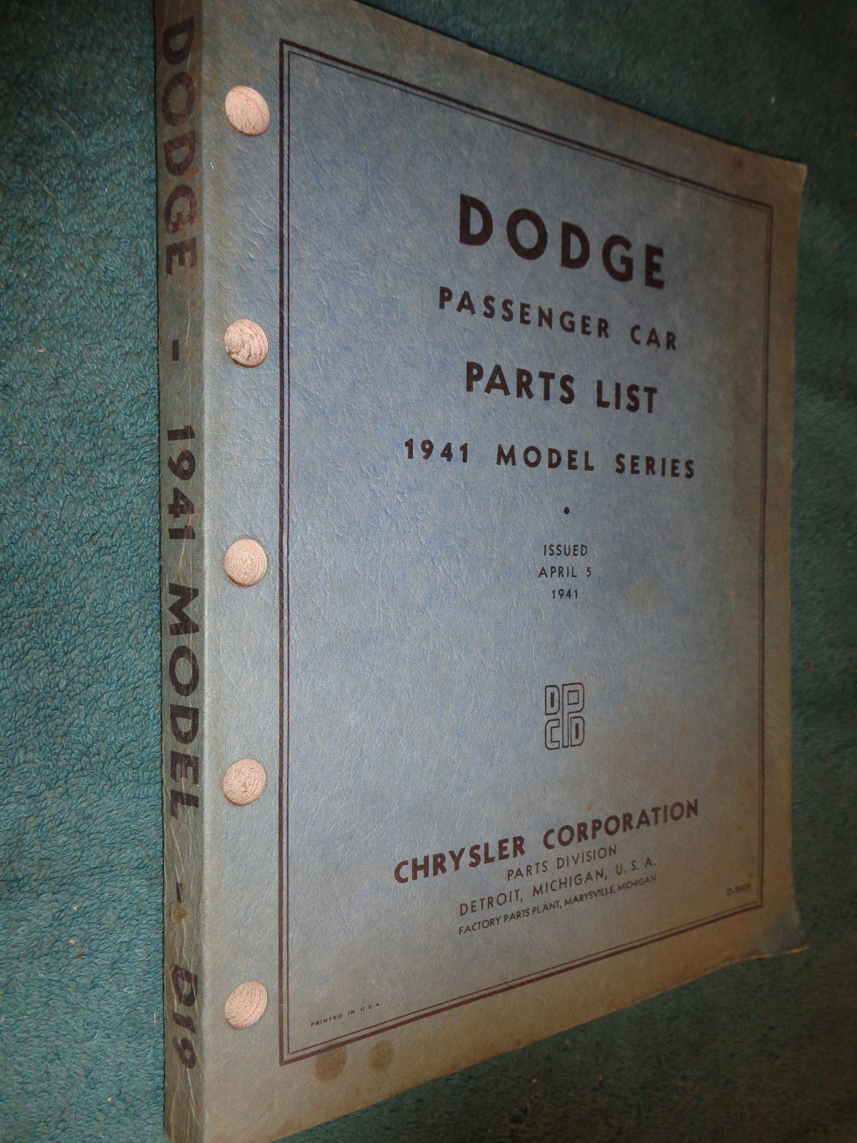 1941 DODGE CAR PARTS CATALOG / ORIGINAL D19 MOPAR BOOK! | eBay