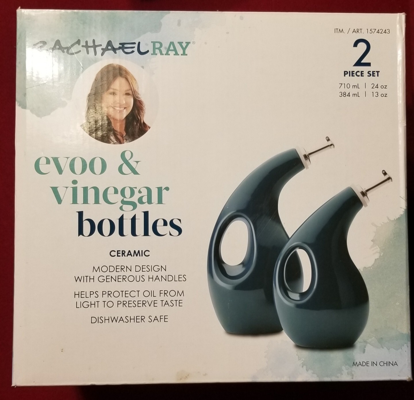 NIB Rachel Ray EVOO & Vinegar Ceramic Bottles Dispensers Green | eBay