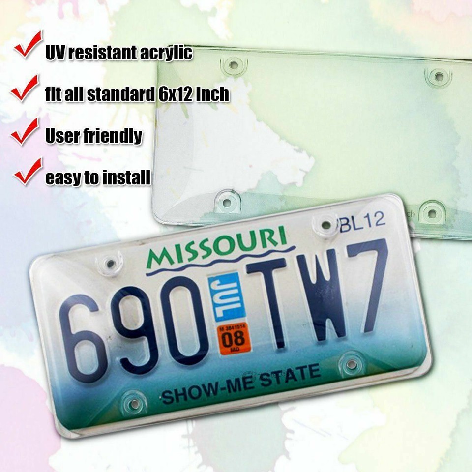 Zone Tech 2 Clear License Plate Tag Frame Covers Bubble Shields ...
