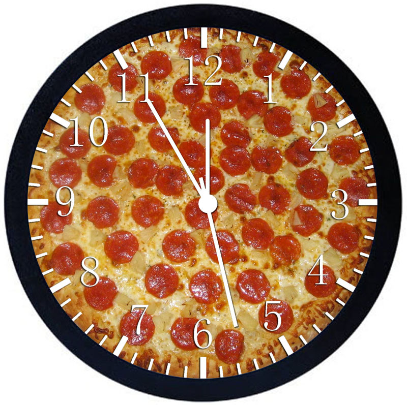 Pizza Black Frame Wall Clock E158 | eBay