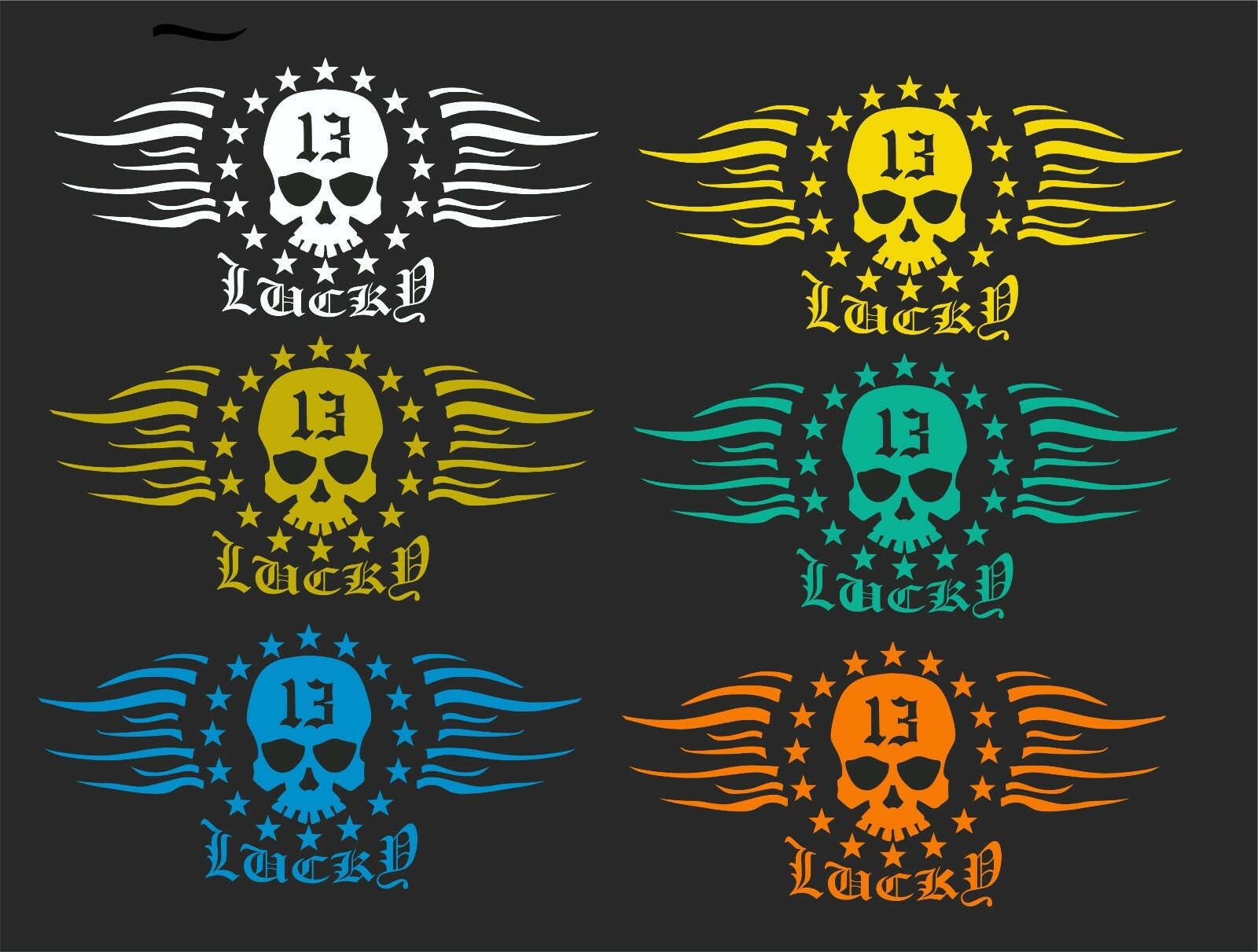 LUCKY 13 SKULL TRIBAL CAR WINDOW DECAL.2 FOR 1 PRICE..PICK SIZE & COLOR ...