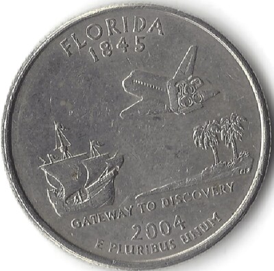 2004-P, 25c Florida, State Quarter, Washington (US COIN, MONEY ...