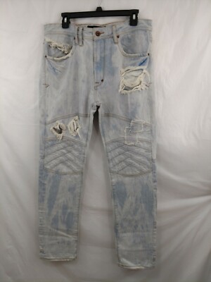 AKOO Authentic No Rivals Men's Light Blue/Wash Distressed/Destroyed ...