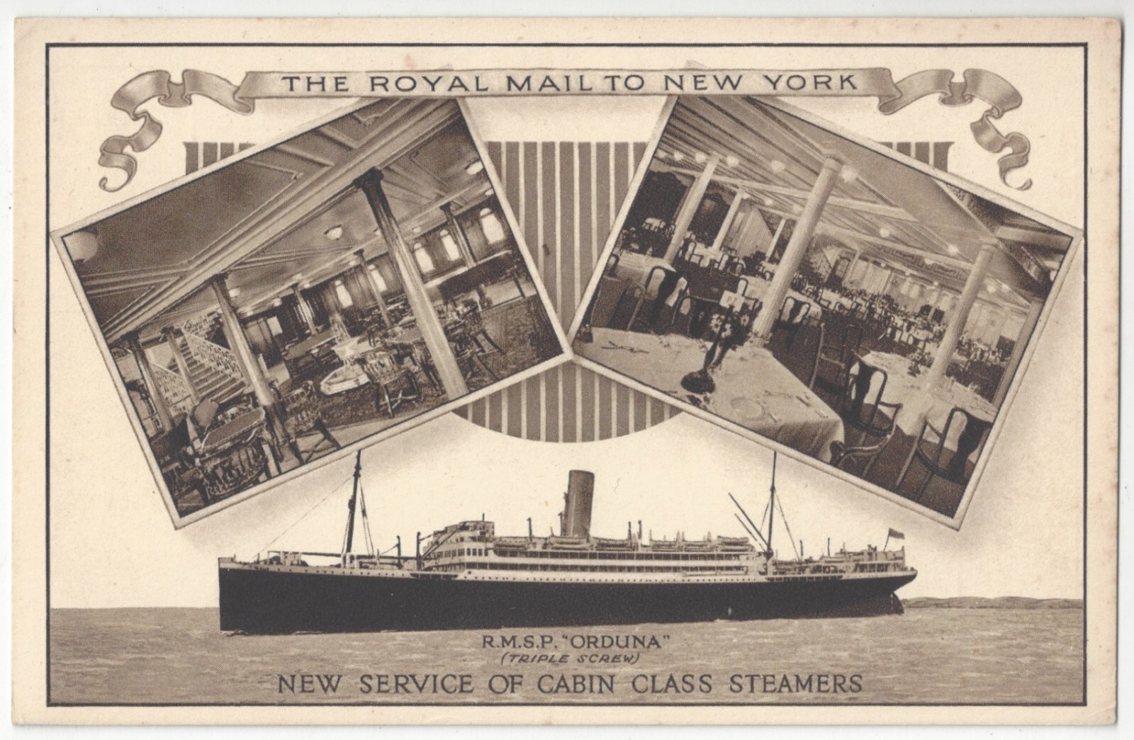 1918 RMS Steamship Orduna Advertising Postcard - Ocean Liner Ship to ...
