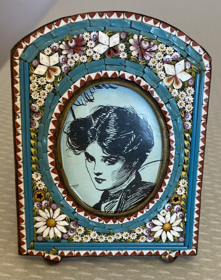 Antique Italian Micro Mosaic Miniature Picture Frame Arched Floral ...