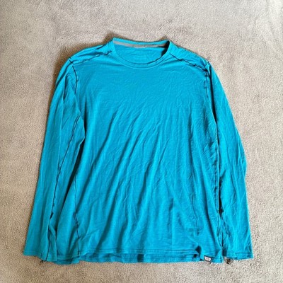 Patagonia Common Threads Aqua Blue Crew Neck Long Sleeve T-Shirt Men's ...