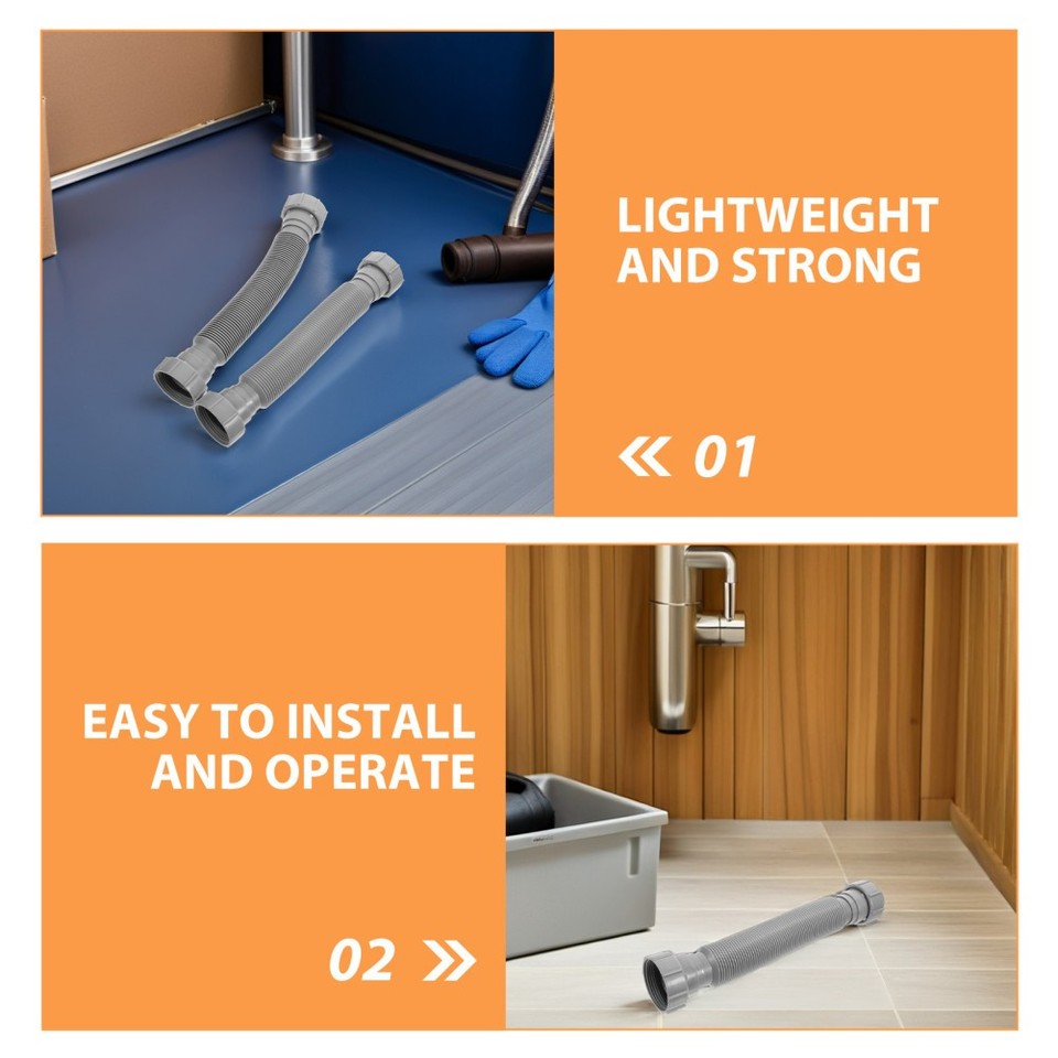 3pcs Sink Flexible Drainage Pipe - Expandable Bathroom Basin Waste Hose ...