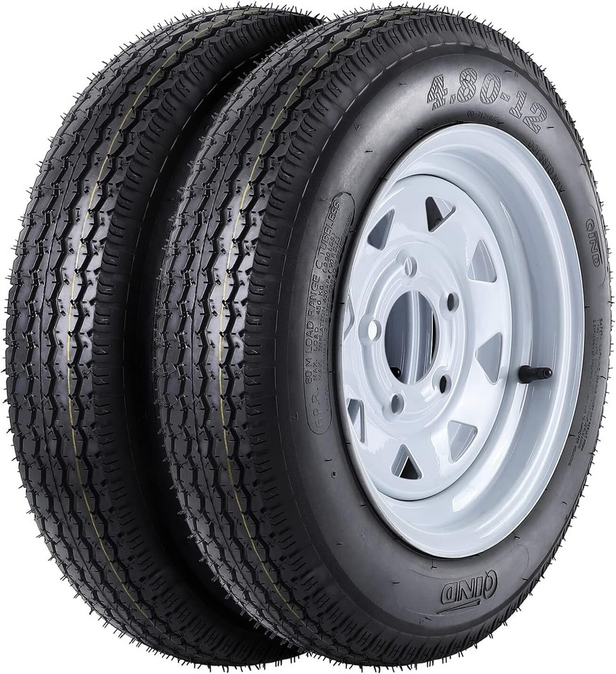 Trailer Tires & Wheels 4.80-12 4.80x12 4.80 12 480 W/ 12" Rims 5 Lug on ...