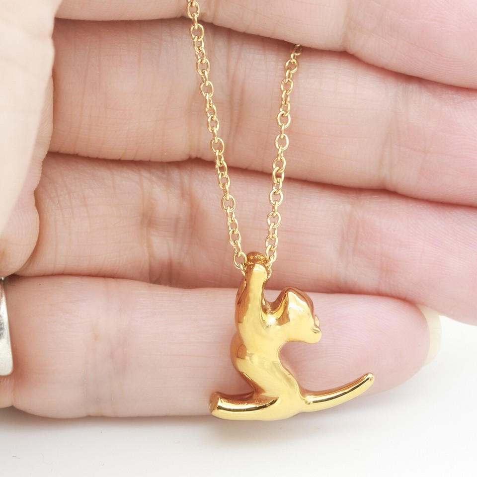 cat necklace 24k gold plated playful cat pendant cat lover gift kitten ...