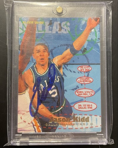 Jason Kidd On Card Auto - 1995-96 Fleer - Signed w/ One Touch- Dallas ...